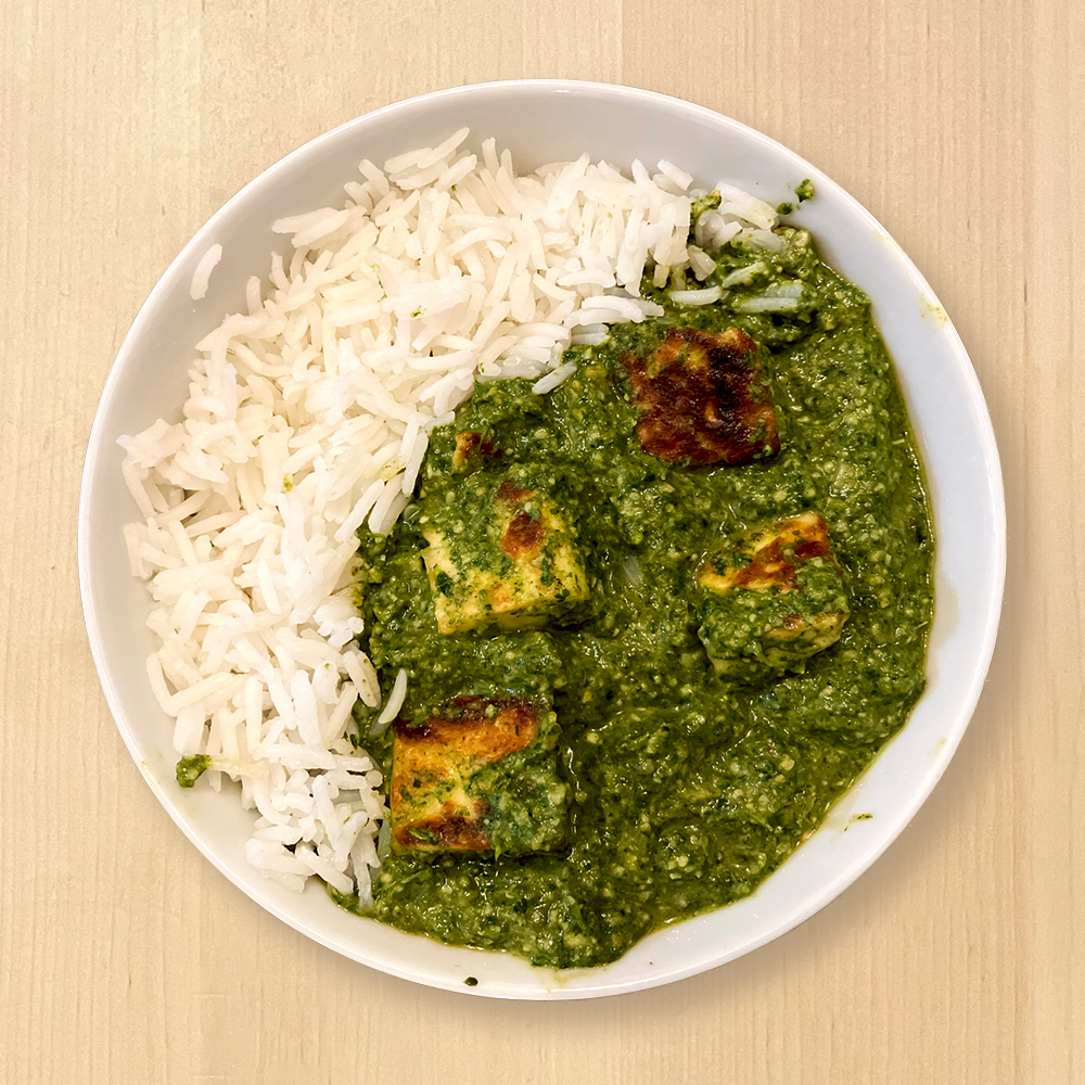 Garlicky Spinach Halloumi: Palak Paneer Middle-Eastern Style